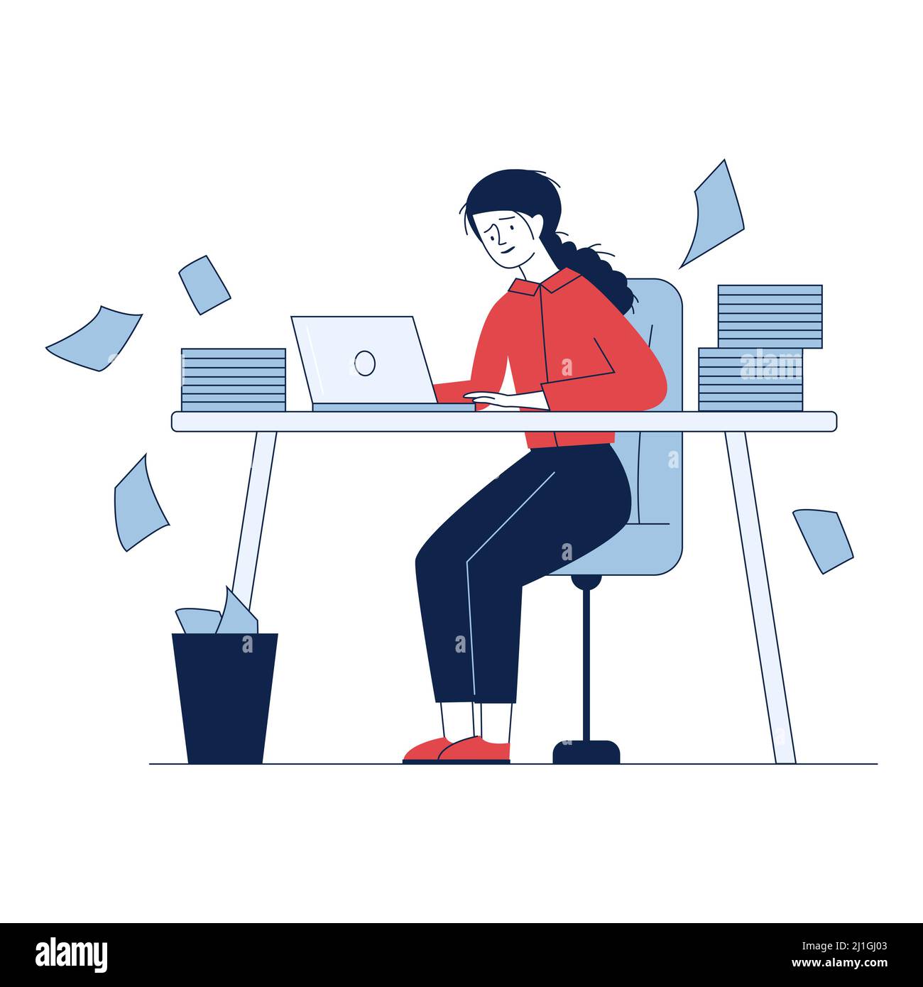 Stressed accountant working with stacks of reports. Employee with piles ... Stressed accountant working with stacks of reports. Employee with piles ...