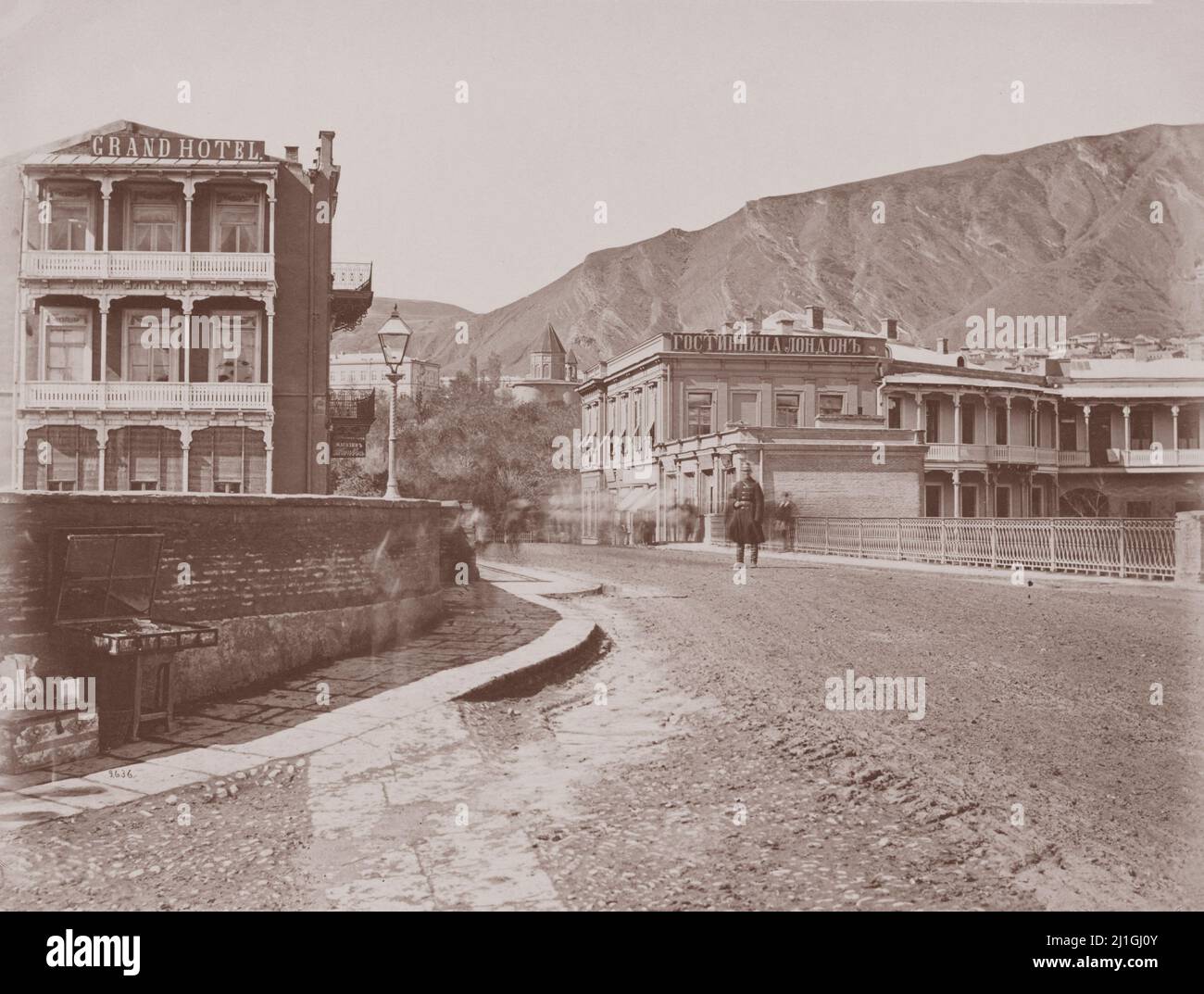 19th-century photo of Tiflis. Mikhailovsky Bridge, Grand Hotel and ...