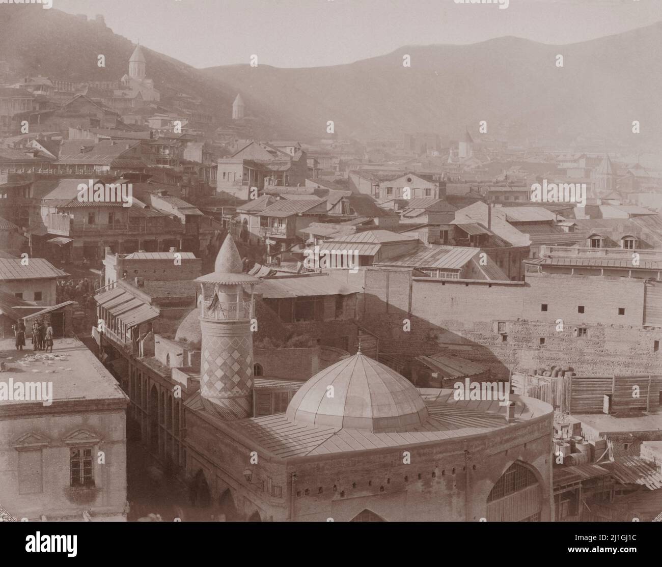 19th century photo of Tiflis. The mosque on the Maidan and part of the ...
