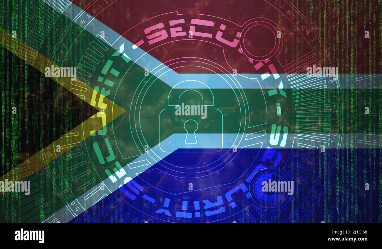 National cyber Security of South Africa on digital background Data ...