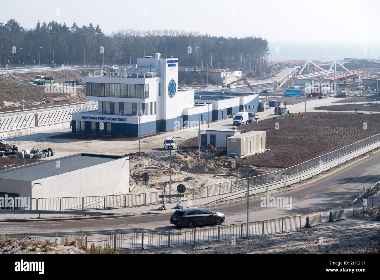 Construction site on the Vistula Spit canal which connect port of ...