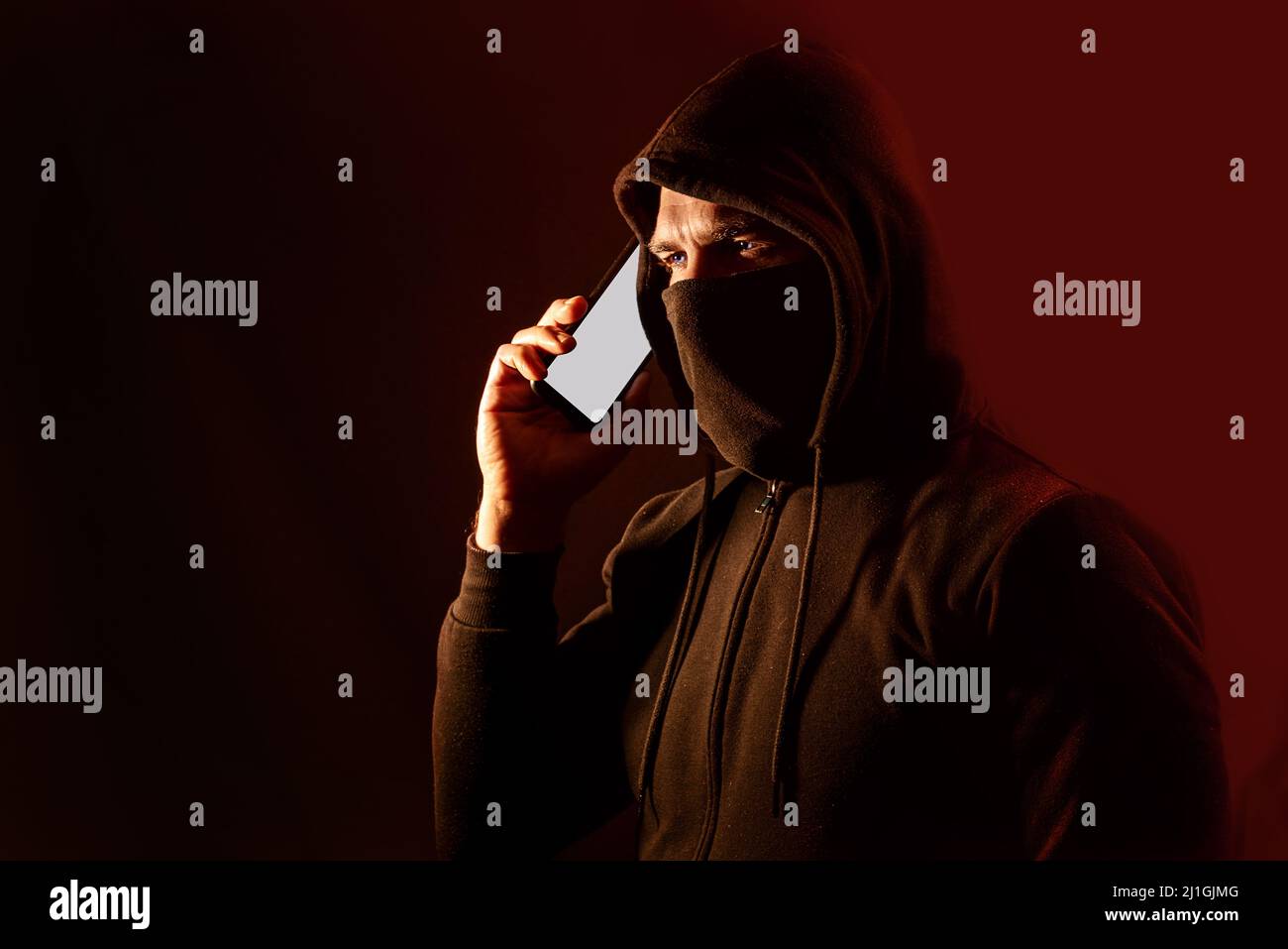 Cyber scammer calling by phone to deceive and steal confidential and ...