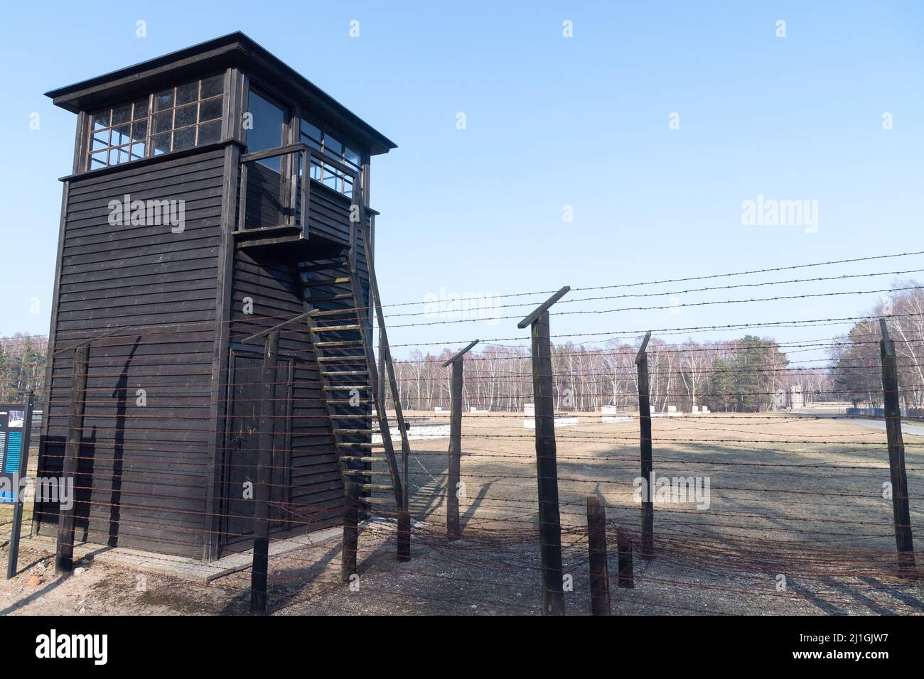 Wooden guard tower in Museum of Stutthof in Sztutowo, Poland. About ...