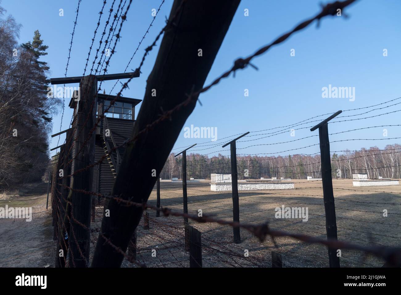 Wooden guard tower in Museum of Stutthof in Sztutowo, Poland. About ...