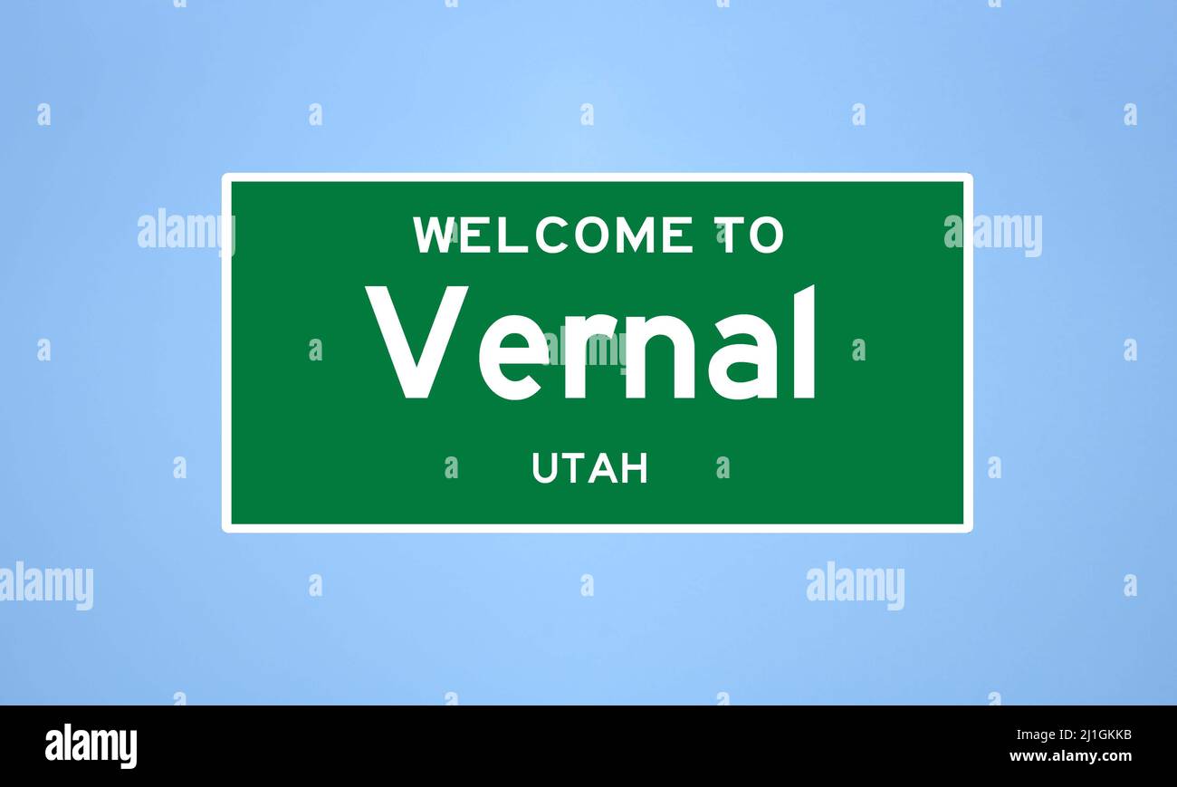 Vernal, Utah city limit sign. Town sign from the USA Stock Photo - Alamy