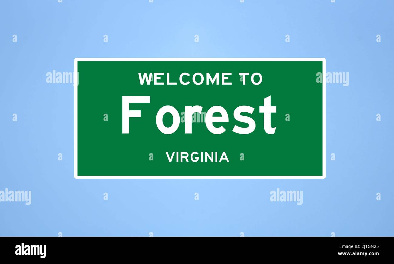 Forest, Virginia city limit sign. Town sign from the USA Stock Photo ...