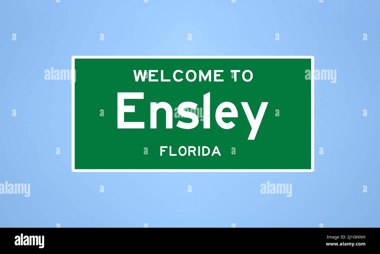 Ensley, Florida city limit sign. Town sign from the USA Stock Photo - Alamy