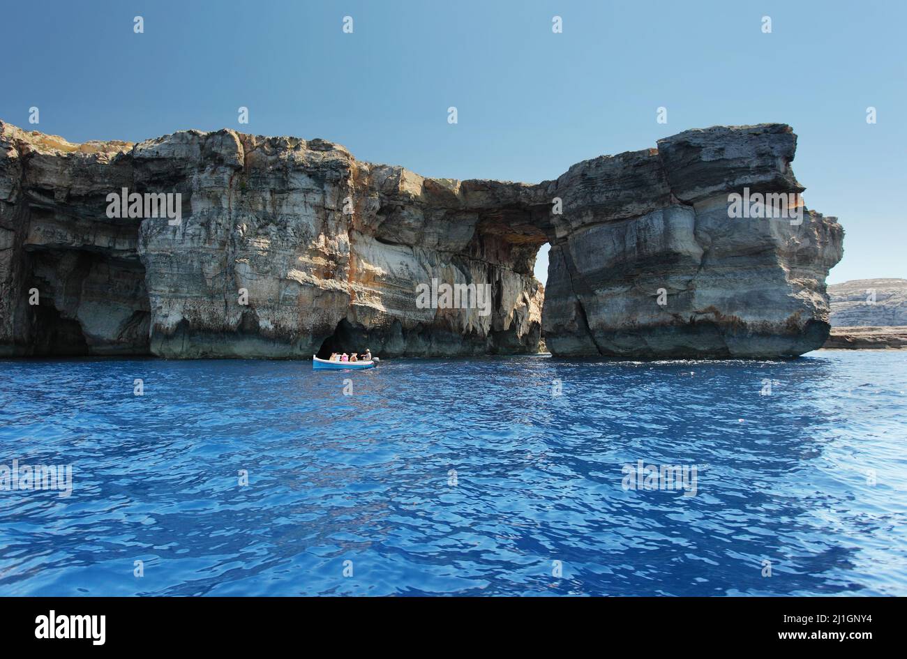 Fantastic Azure Window, famous stone arch on Gozo island, Dwejra. Malta ...