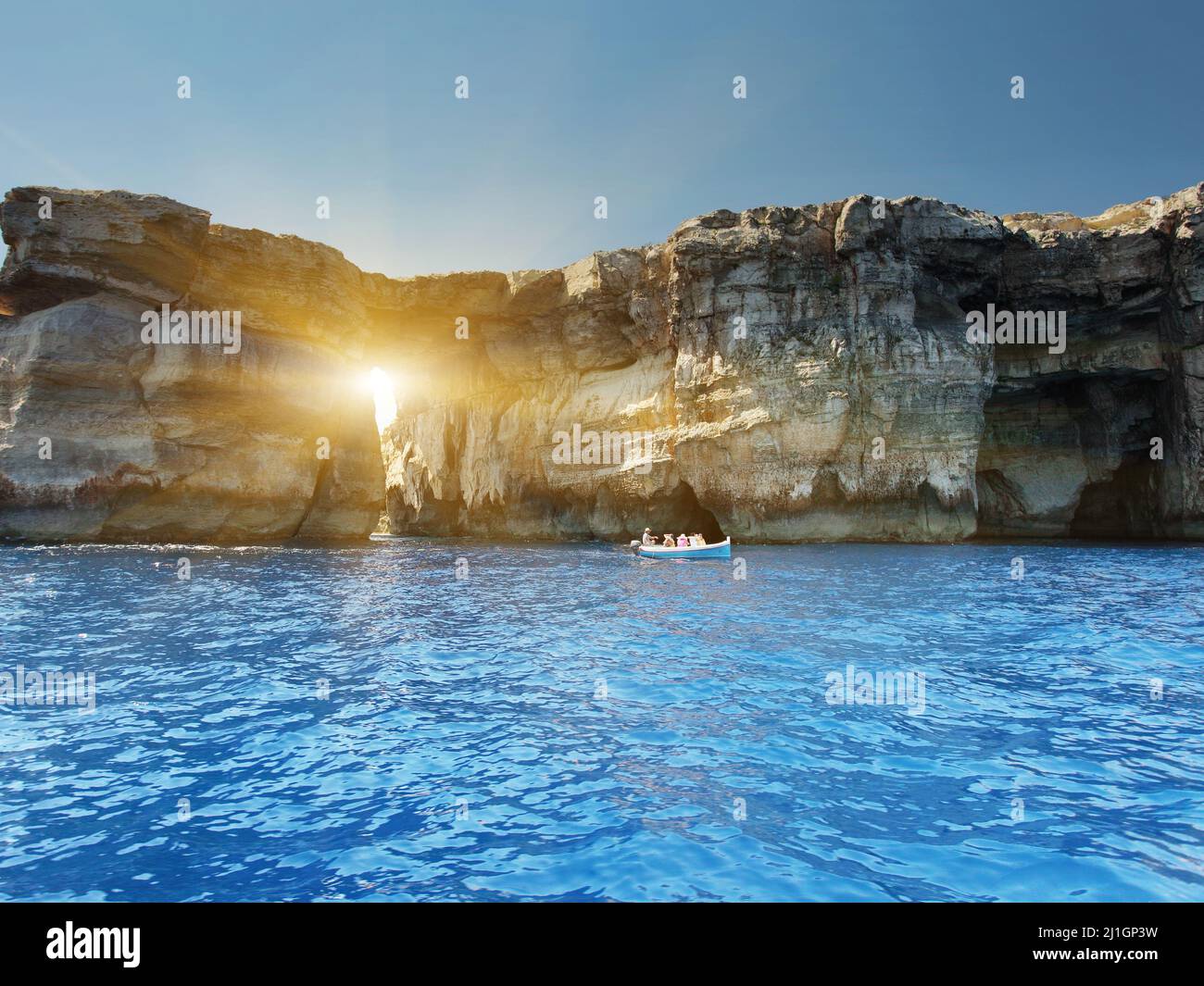 Fantastic Azure Window, famous stone arch on Gozo island, Dwejra. Malta ...