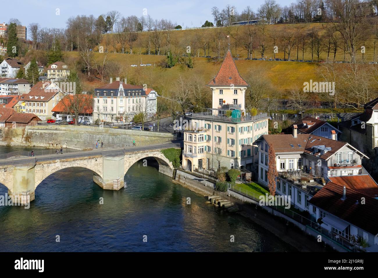 Bern, Switzerland - December 22, 2015: Townhouses and The Lower Gate ...
