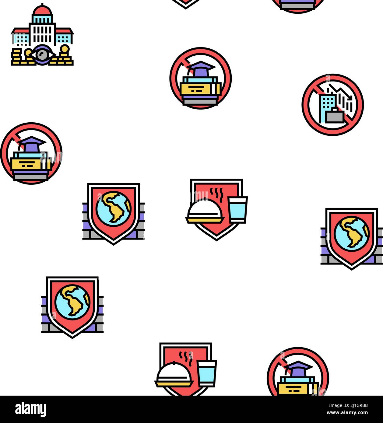 Social Public Problems Worldwide Vector Seamless Pattern Stock Vector ...