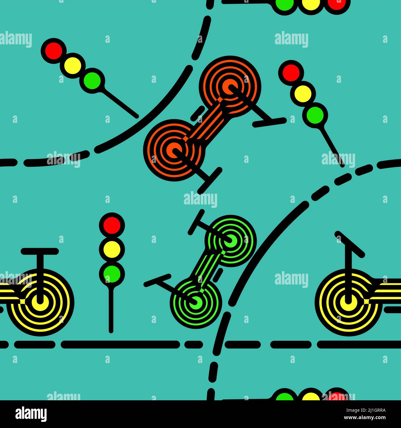 Road bike, Bicycles seamless pattern wallpaper on blue background ...