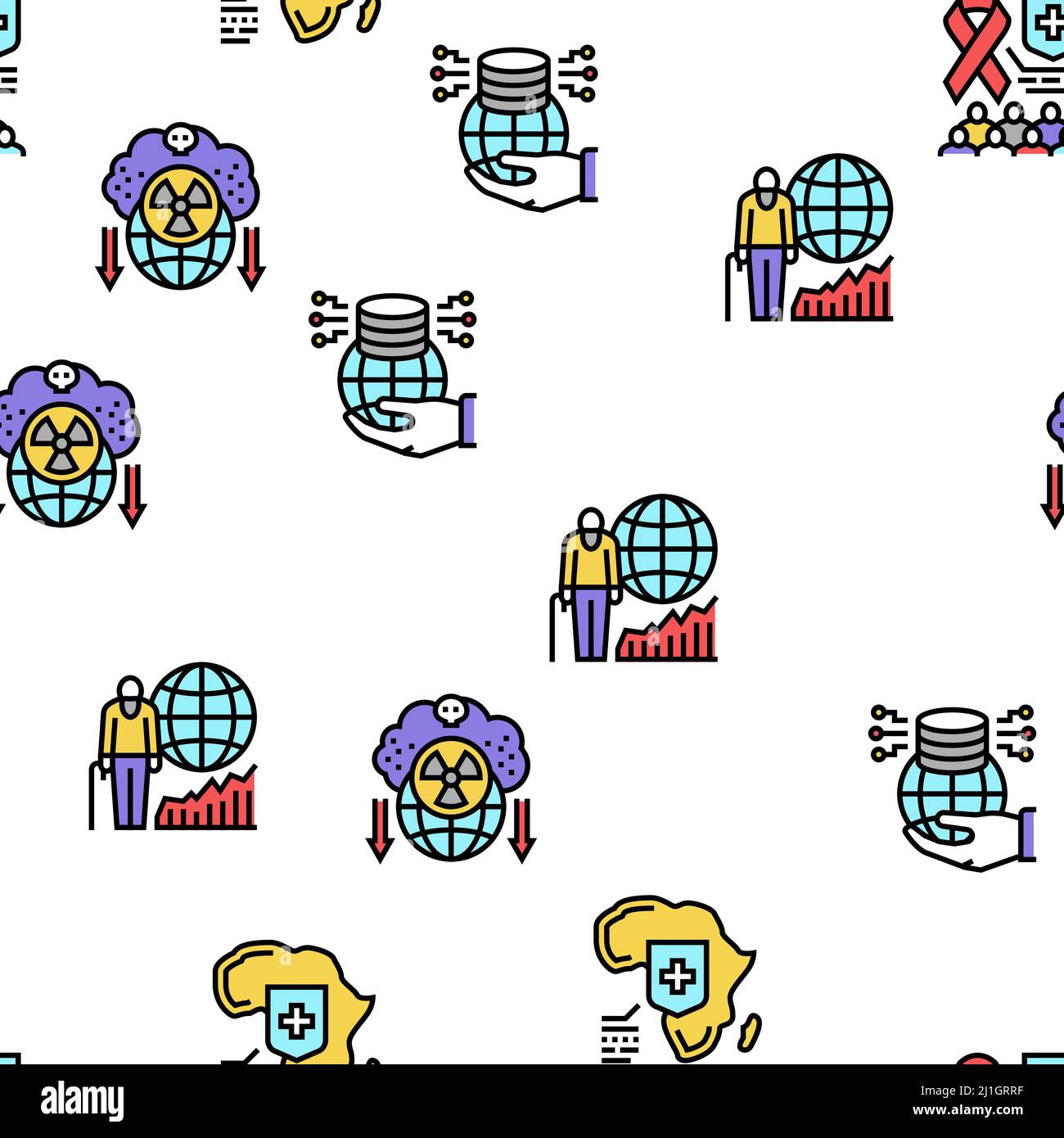 Social Public Problems Worldwide Vector Seamless Pattern Stock Vector ...