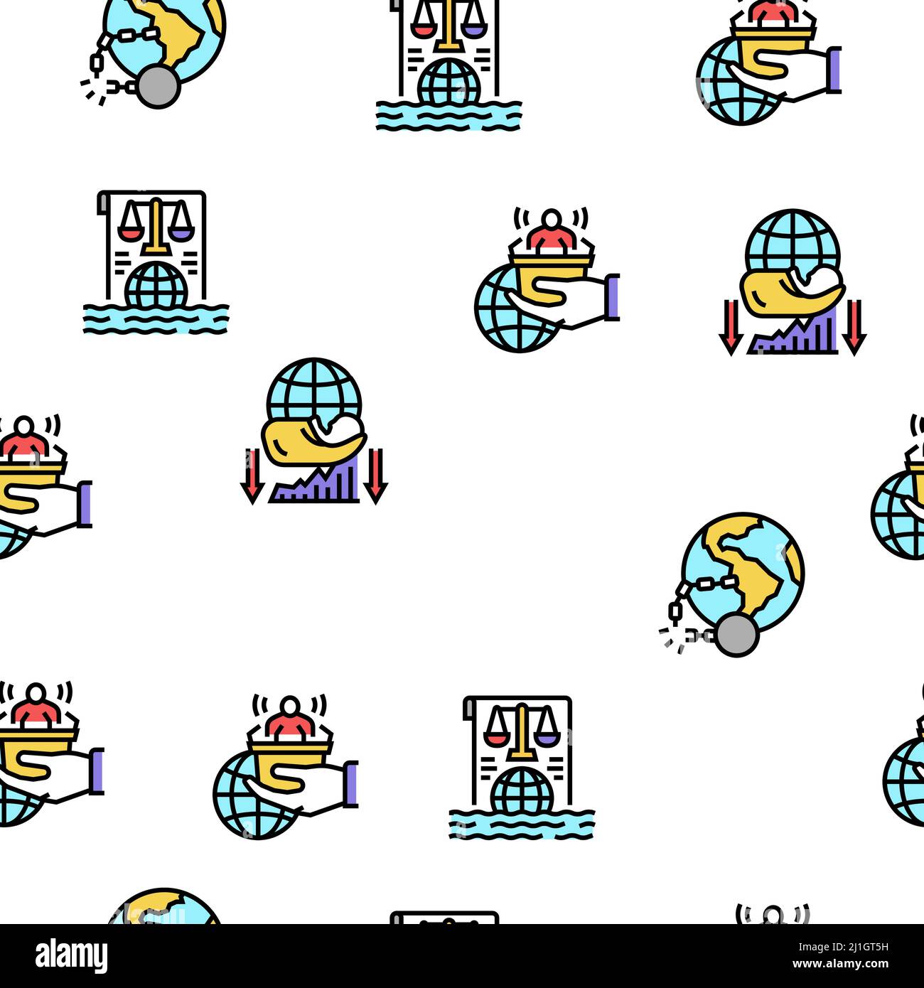 Social Public Problems Worldwide Vector Seamless Pattern Stock Vector ...