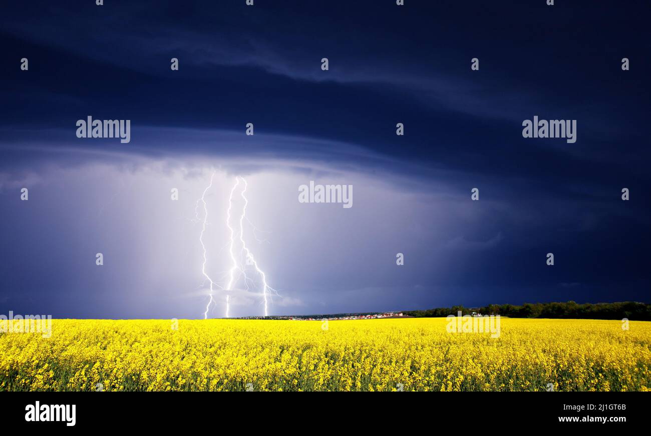 summer storm beginning with lightning Stock Photo - Alamy