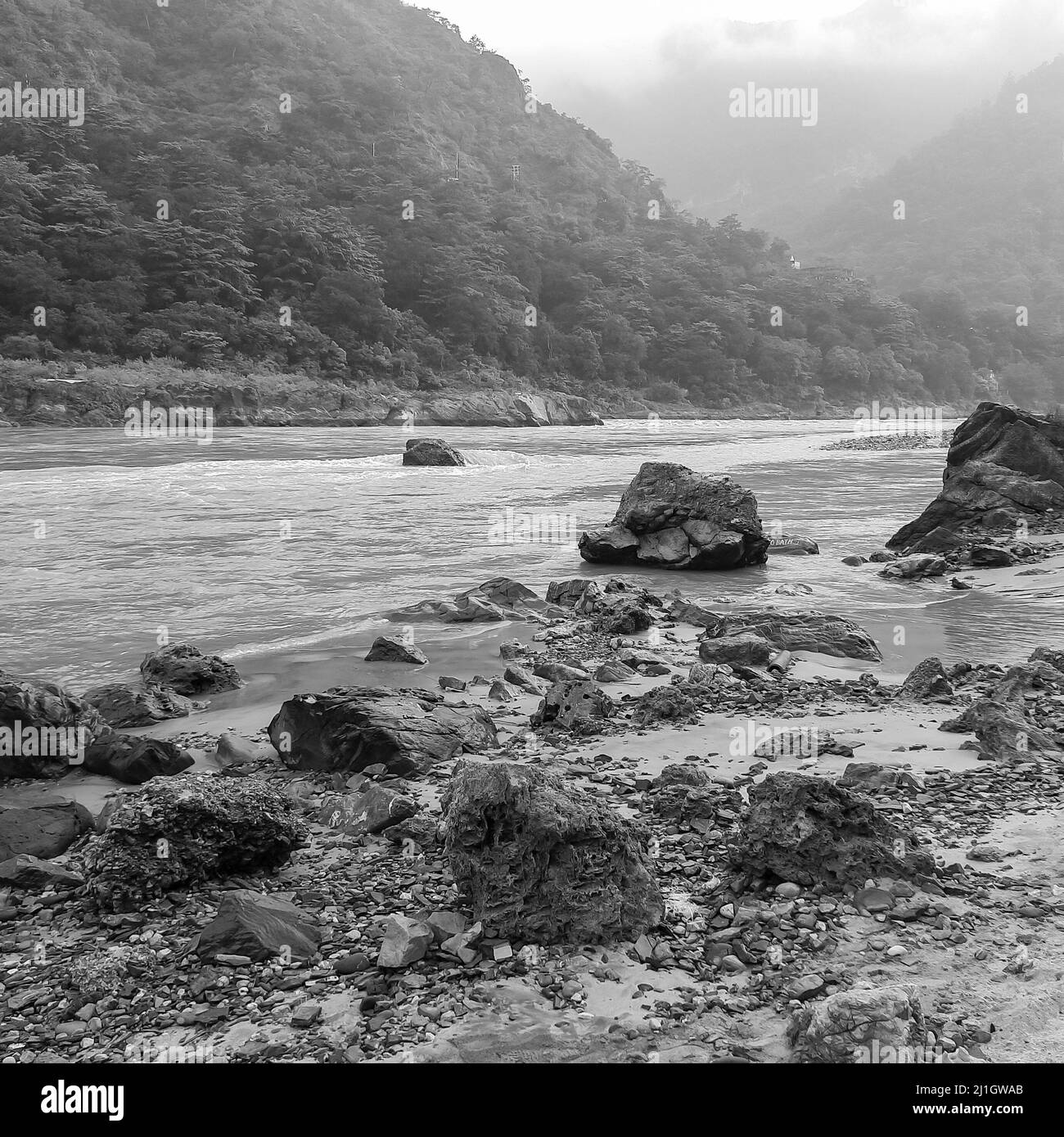 Morning view at GOA beach located in Rishikesh Uttarakhand near Laxman ...