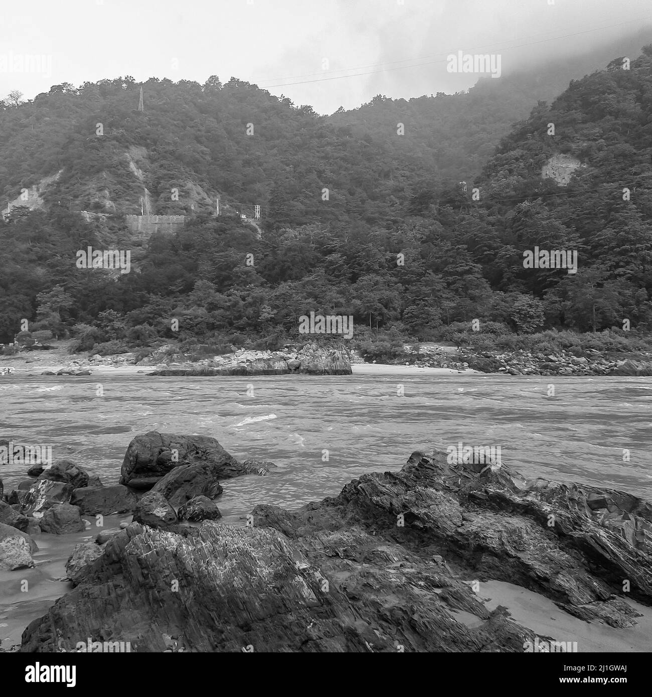 Morning view at GOA beach located in Rishikesh Uttarakhand near Laxman ...
