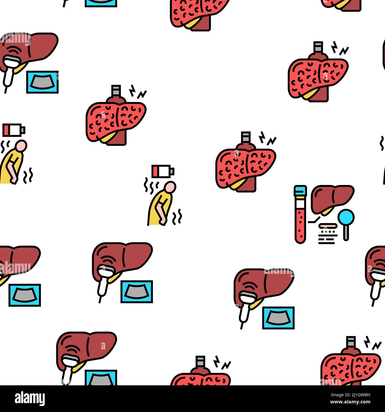 Hepatitis Liver Health Problem Vector Seamless Pattern Stock Vector ...