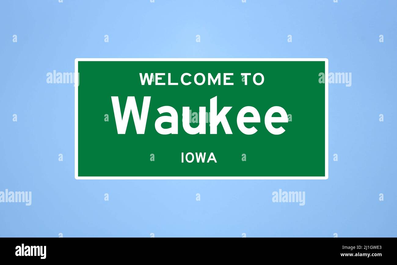 Waukee, Iowa city limit sign. Town sign from the USA Stock Photo - Alamy
