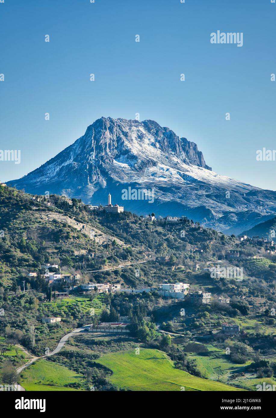 huge mountain with snow in spring setif algeria Stock Photo - Alamy