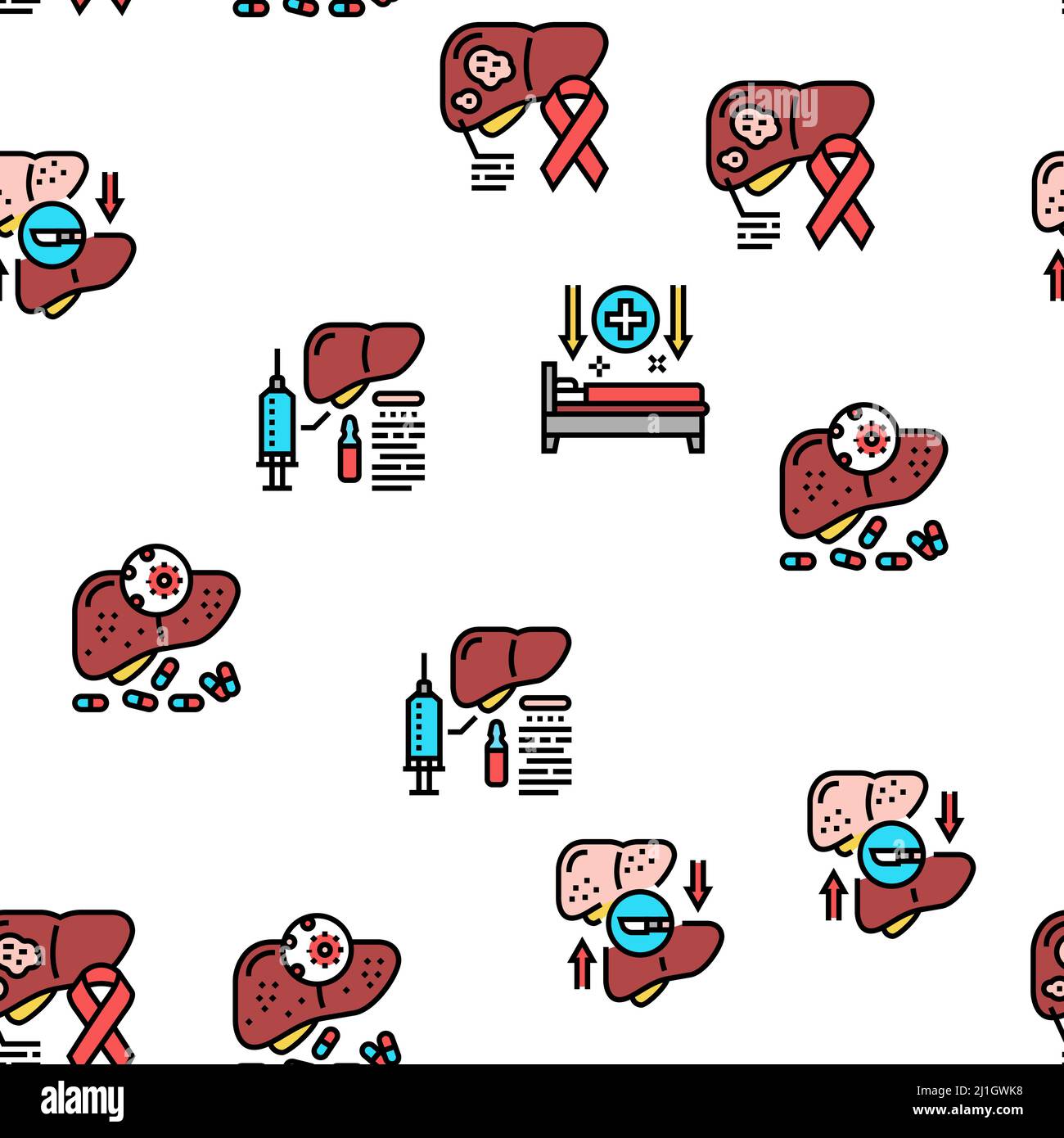 Hepatitis Liver Health Problem Vector Seamless Pattern Stock Vector ...