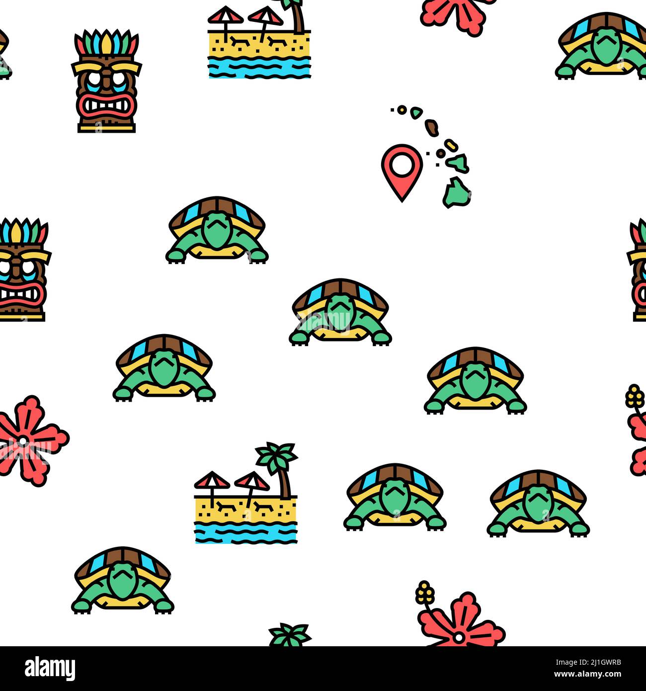 Hawaii Island Vacation Resort Vector Seamless Pattern Stock Vector ...