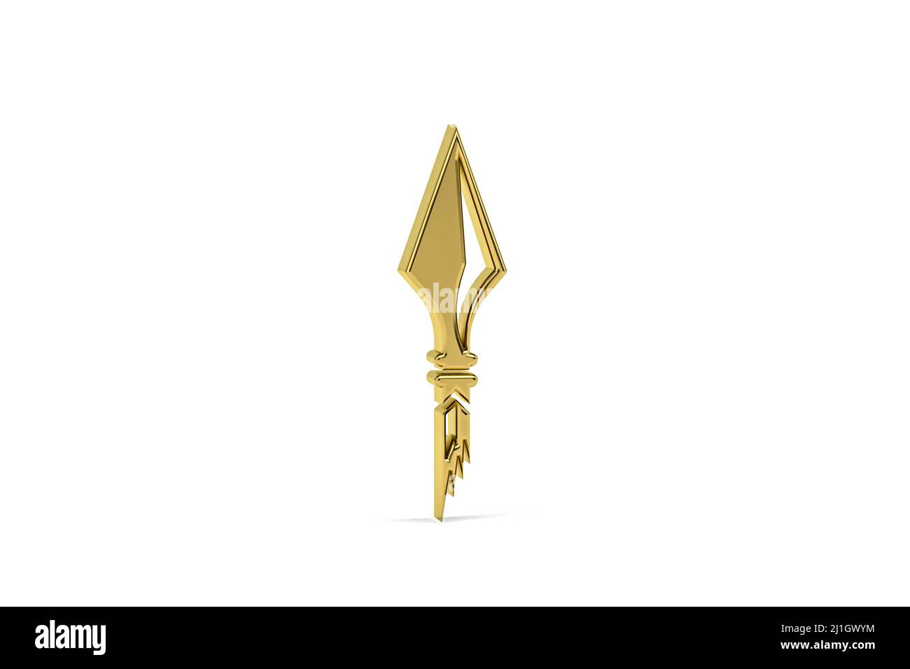 Golden 3d spear icon isolated on white background - 3d render Stock ...