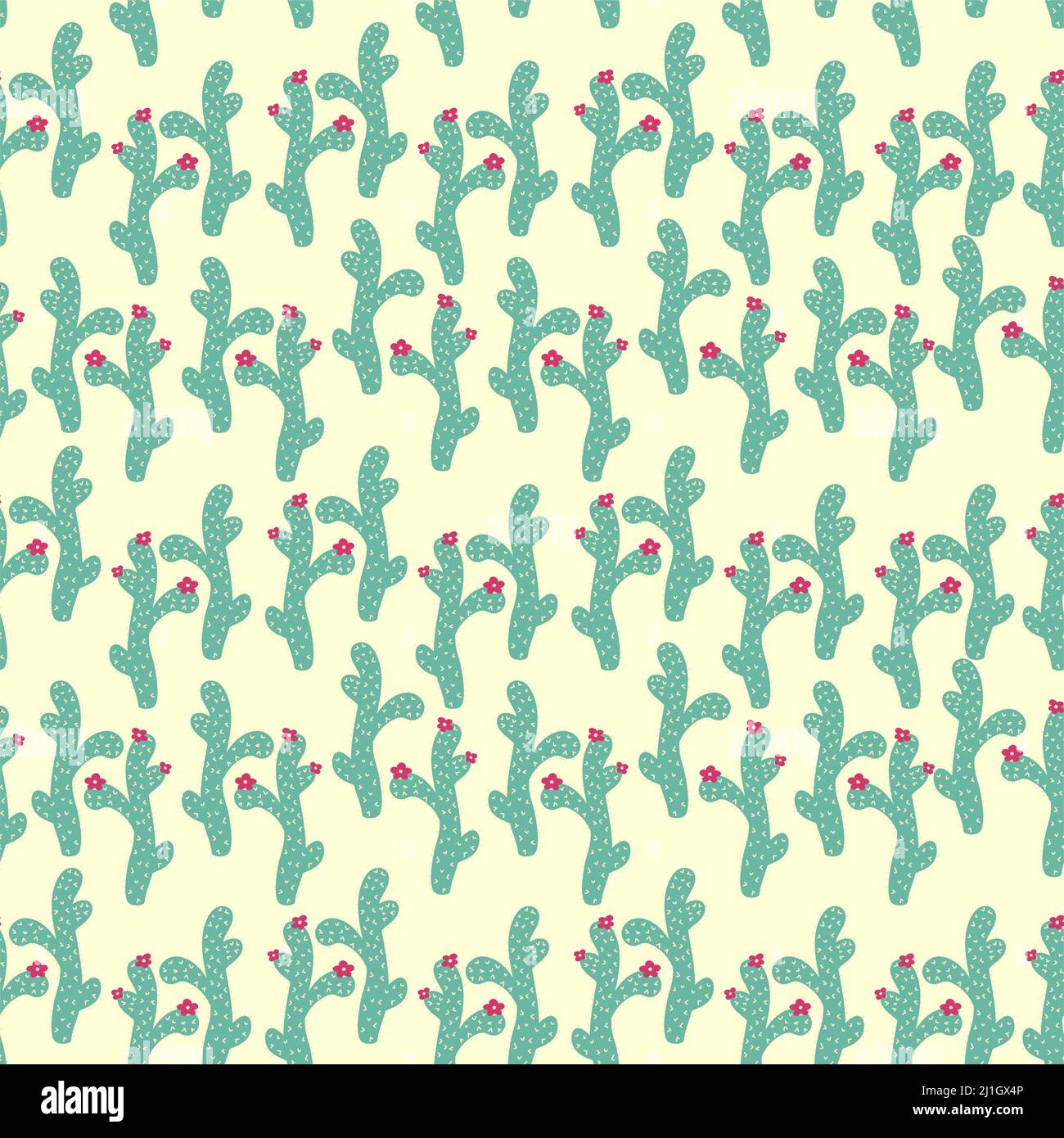 seamless pattern with different cactus. Bright repeated texture with ...