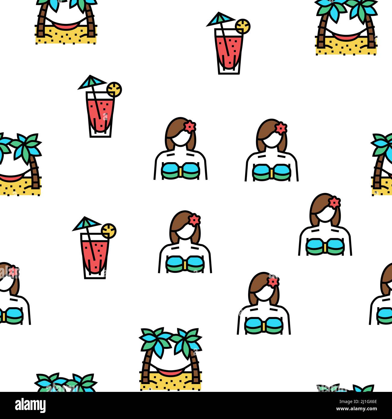 Hawaii Island Vacation Resort Vector Seamless Pattern Stock Vector ...