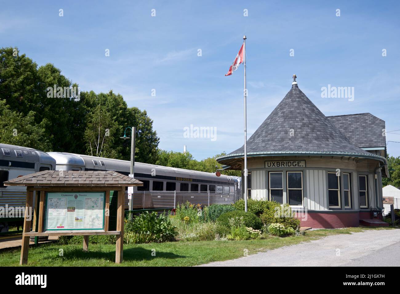 Building exterior of an old railway station in Ontario, Canada Stock ...