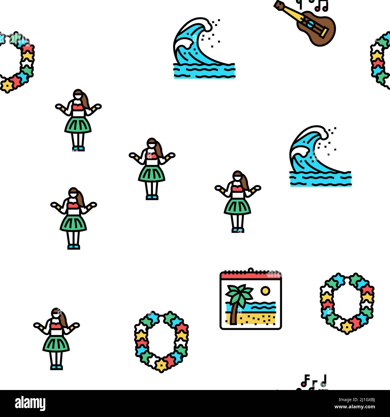 Hawaii Island Vacation Resort Vector Seamless Pattern Stock Vector ...