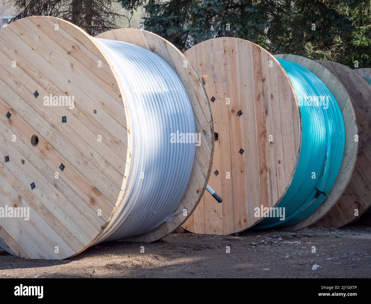 Cable reel for a construction site Stock Photo - Alamy