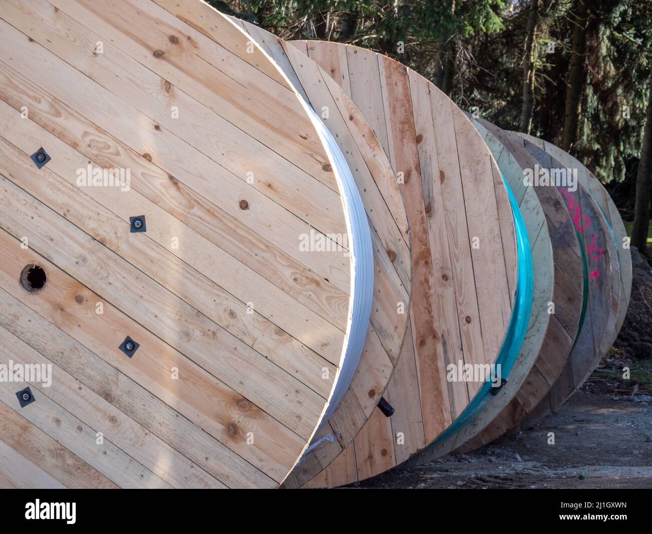 Coils of cable for a construction site Stock Photo - Alamy