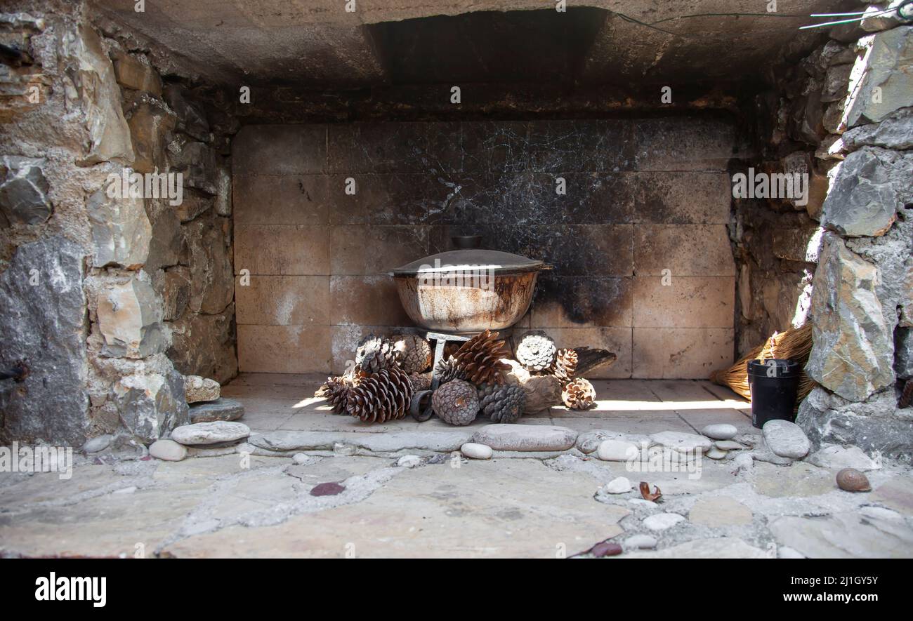 An old village stone kiln. The stone kiln has not been used for a long ...