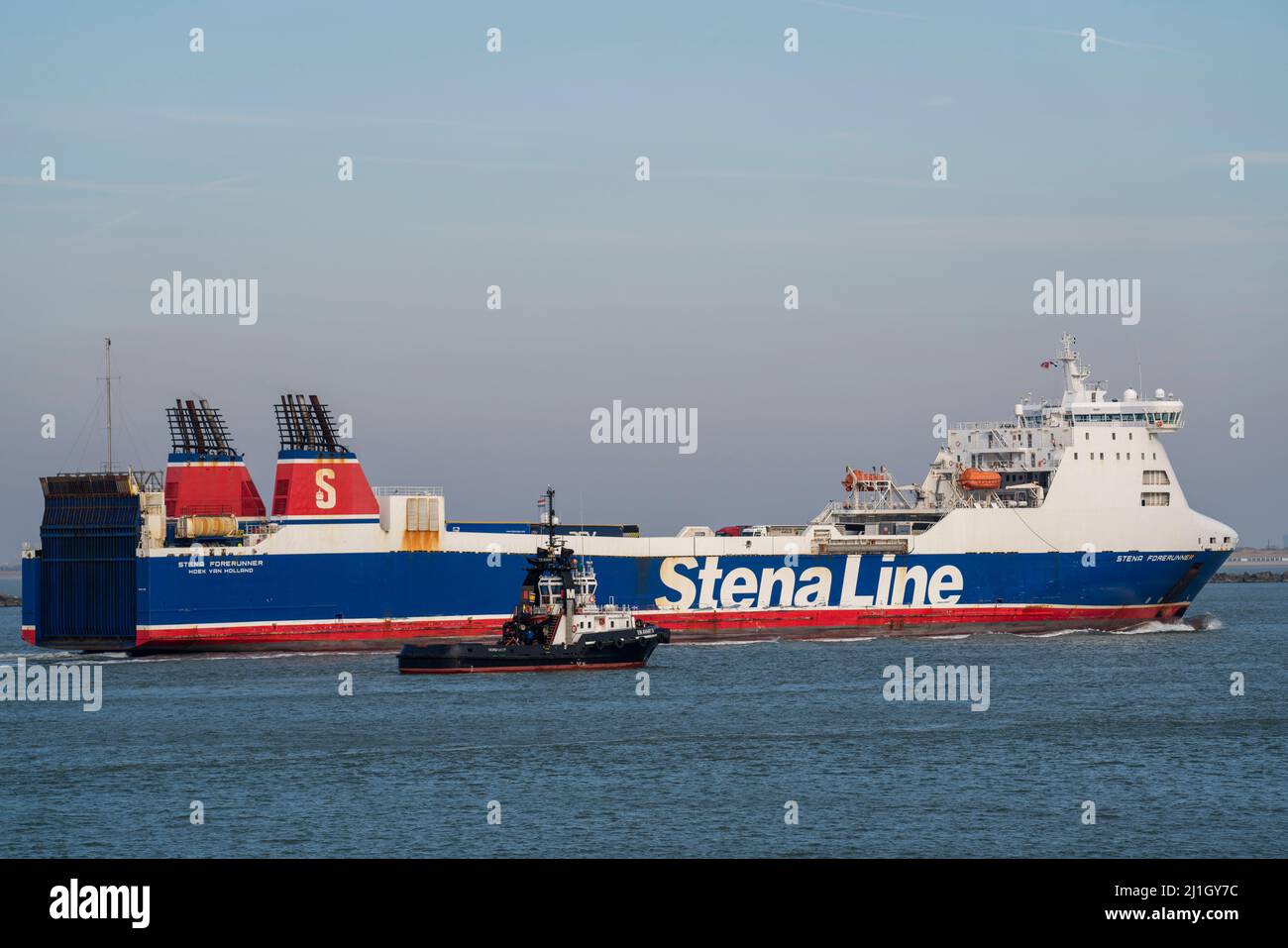 Ro-Ro cargo ferry of Stena Line, for cargo trucks, Forerunner, operates ...
