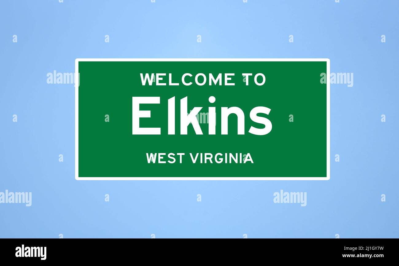 Elkins, West Virginia city limit sign. Town sign from the USA Stock ...