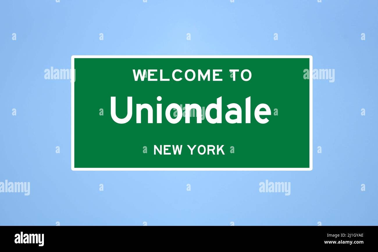 Uniondale, New York city limit sign. Town sign from the USA Stock Photo ...