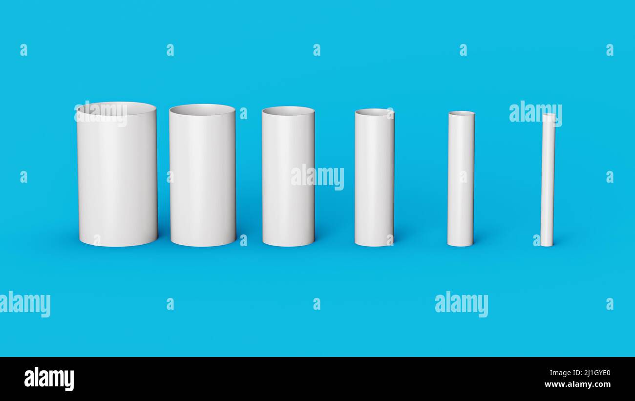 A 3D illustration of PVC pipe fittings isolated on blue background ...
