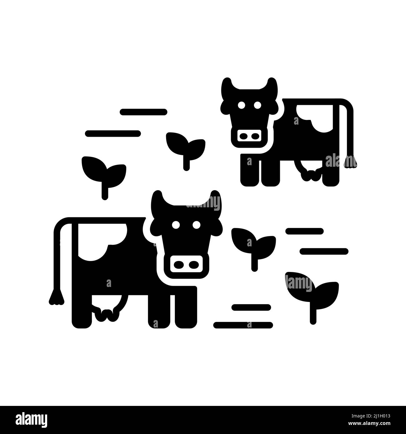 Cow on a pasture glyph icon. Agriculture sign. Graph symbol for your ...