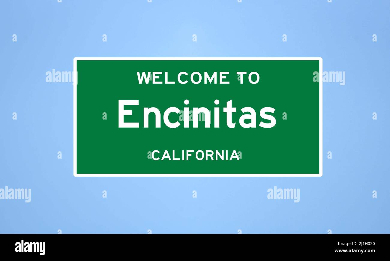 Encinitas, California city limit sign. Town sign from the USA Stock ...