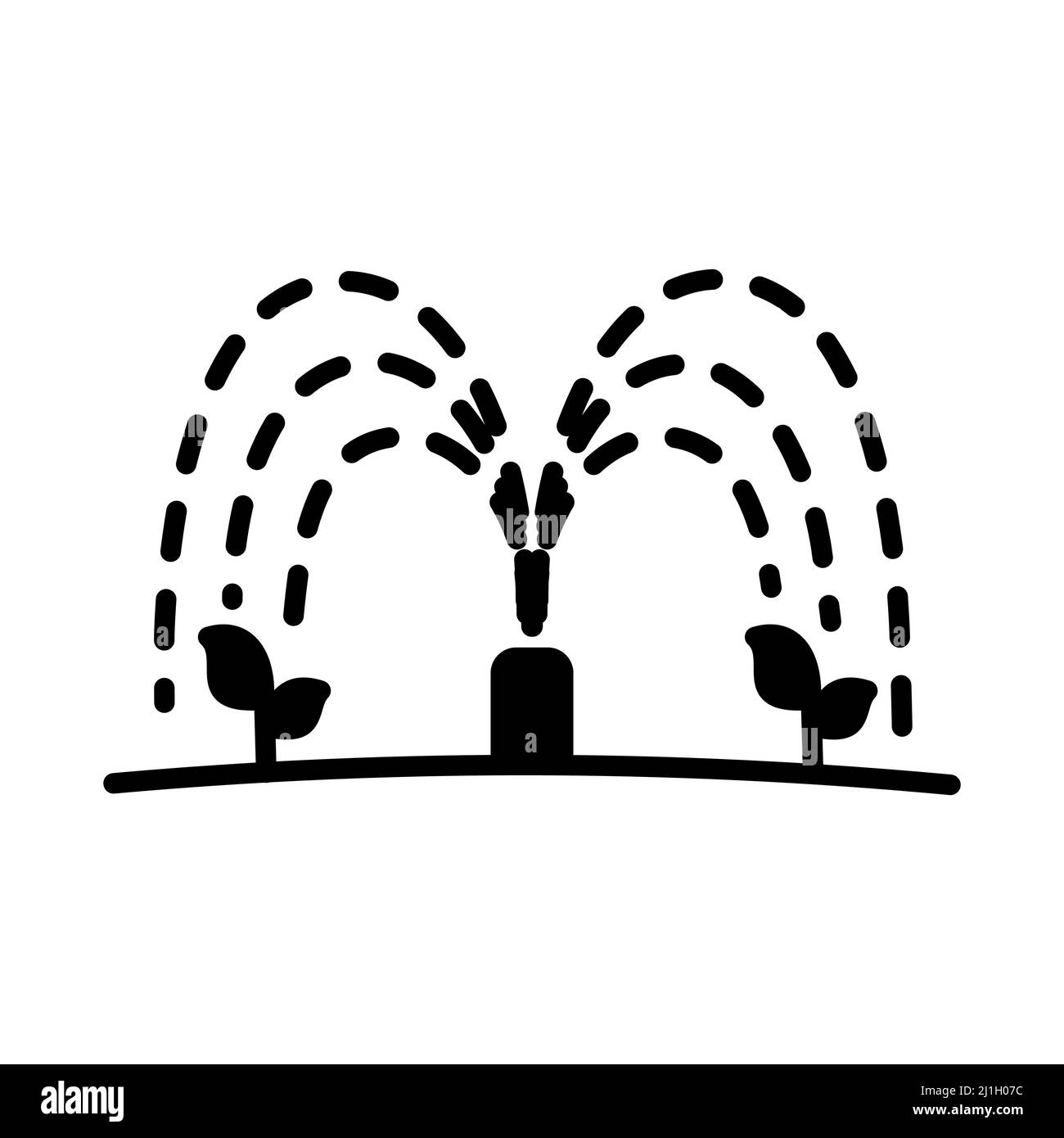 Automatic irrigation sprinkler glyph icon. Agriculture sign. Graph ...