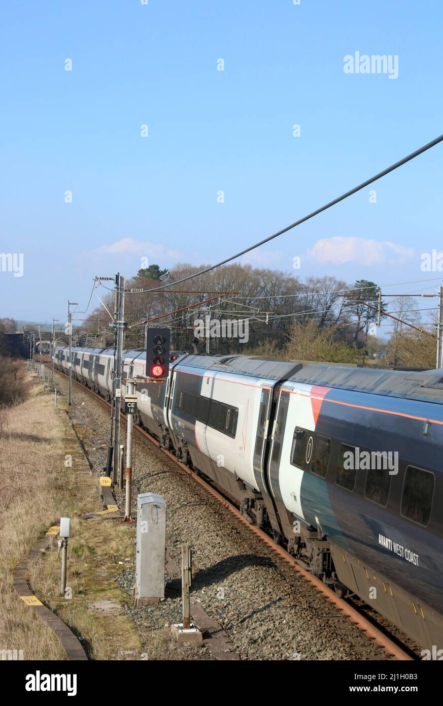 Avanti West Coast pendolino electric train on West Coast Main Line near ...