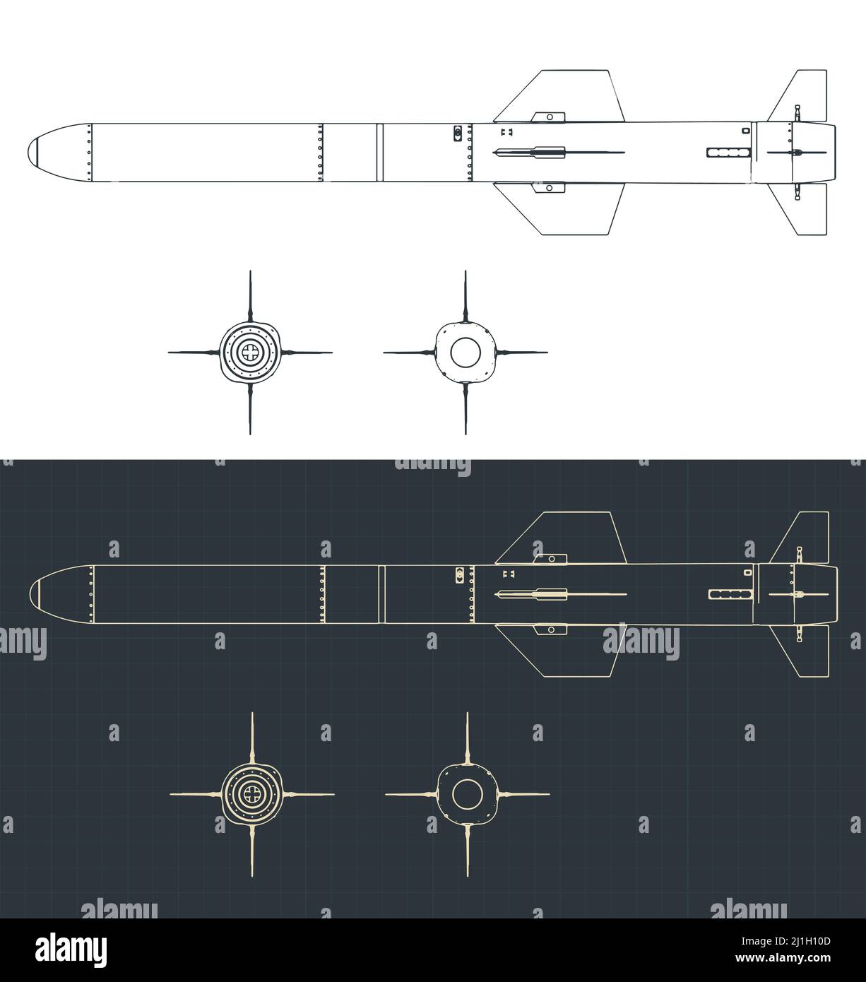 Stylized vector illustration of blueprints of missile Stock Vector ...