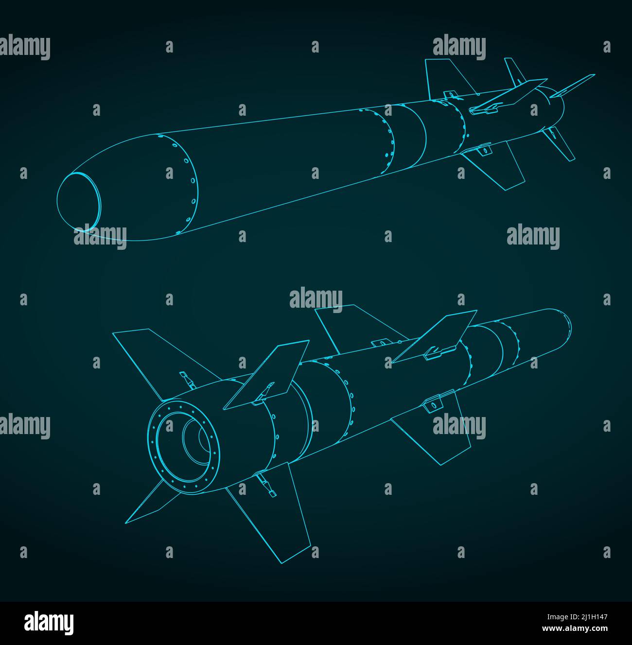 Stylized vector illustration of drawings of missile Stock Vector Image ...
