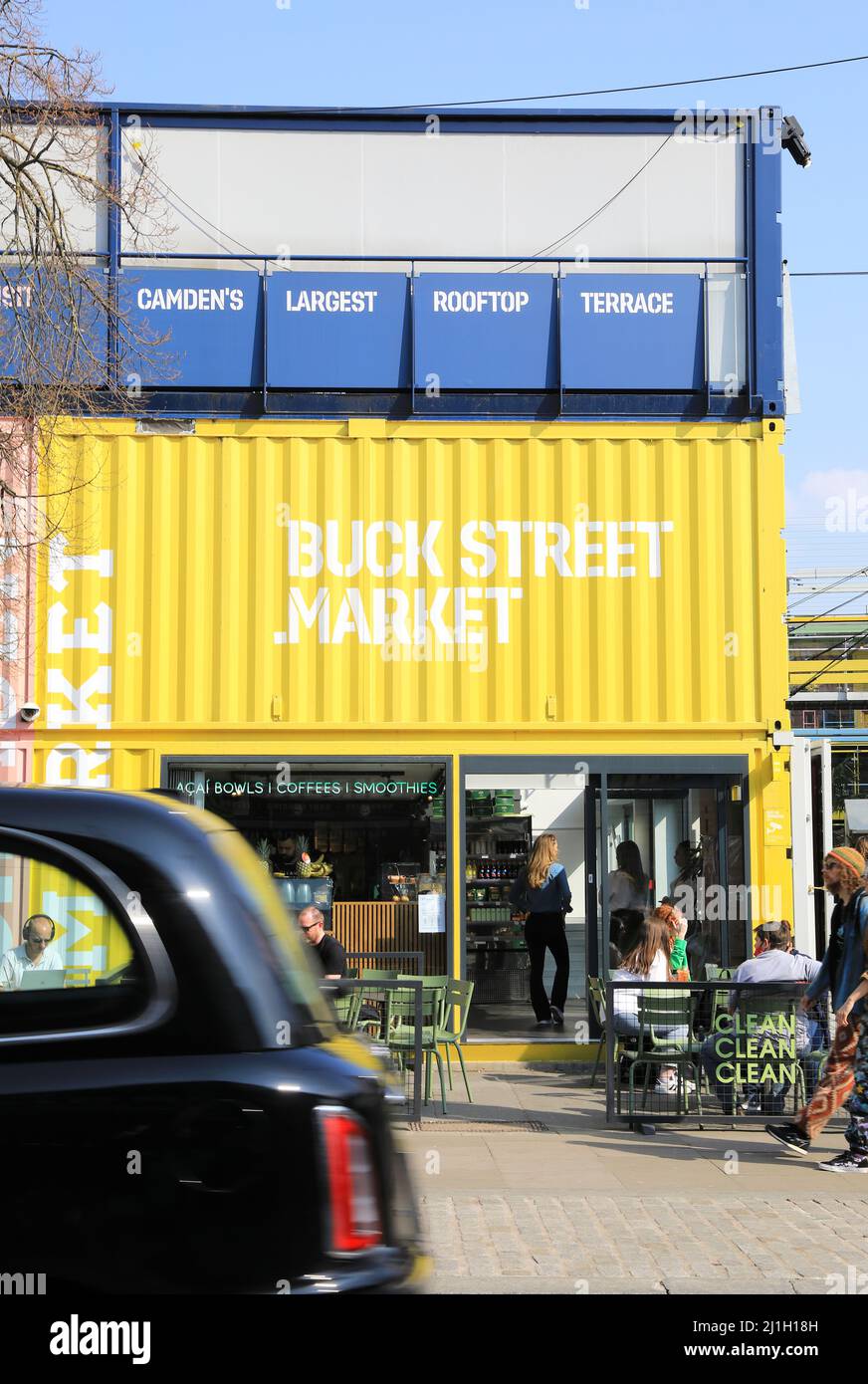 Spring sunshine on trendy Buck Street Market which is made of colourful ...