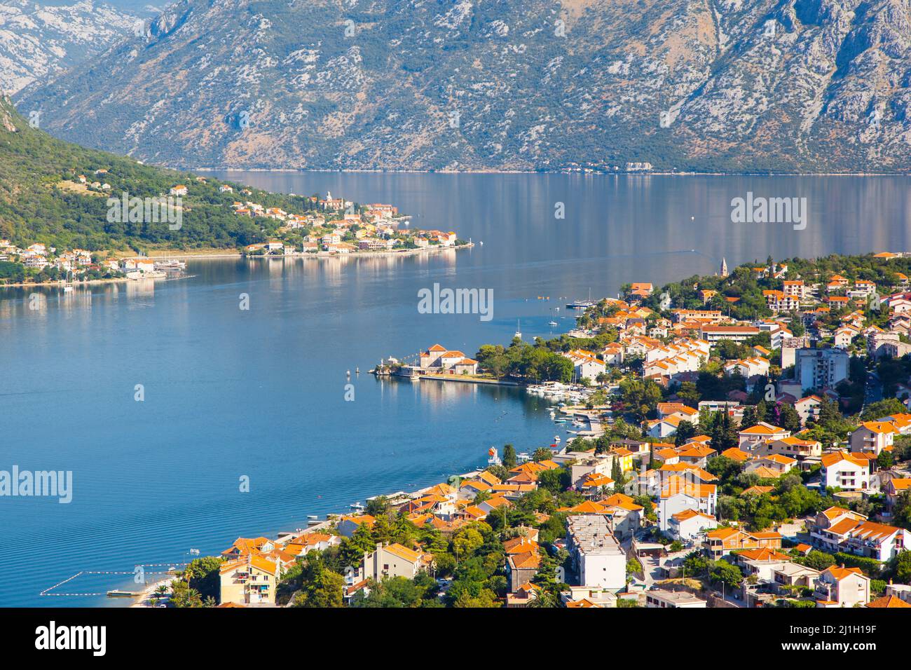 Fantastic view harbour and boats in sunny day at Kotor bay (Boka ...