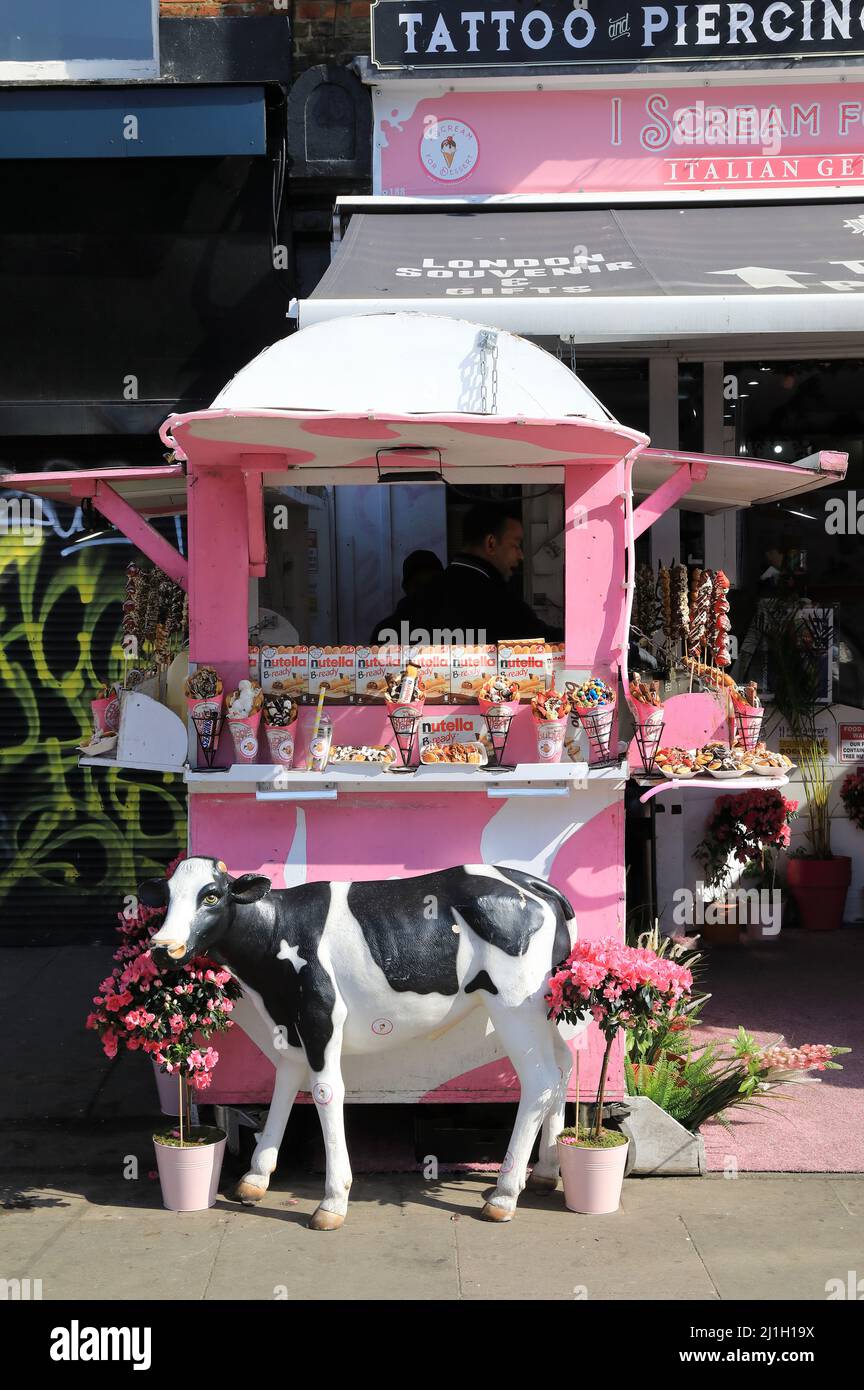 Colourful food outlets on world famous Camden Market, in north London ...