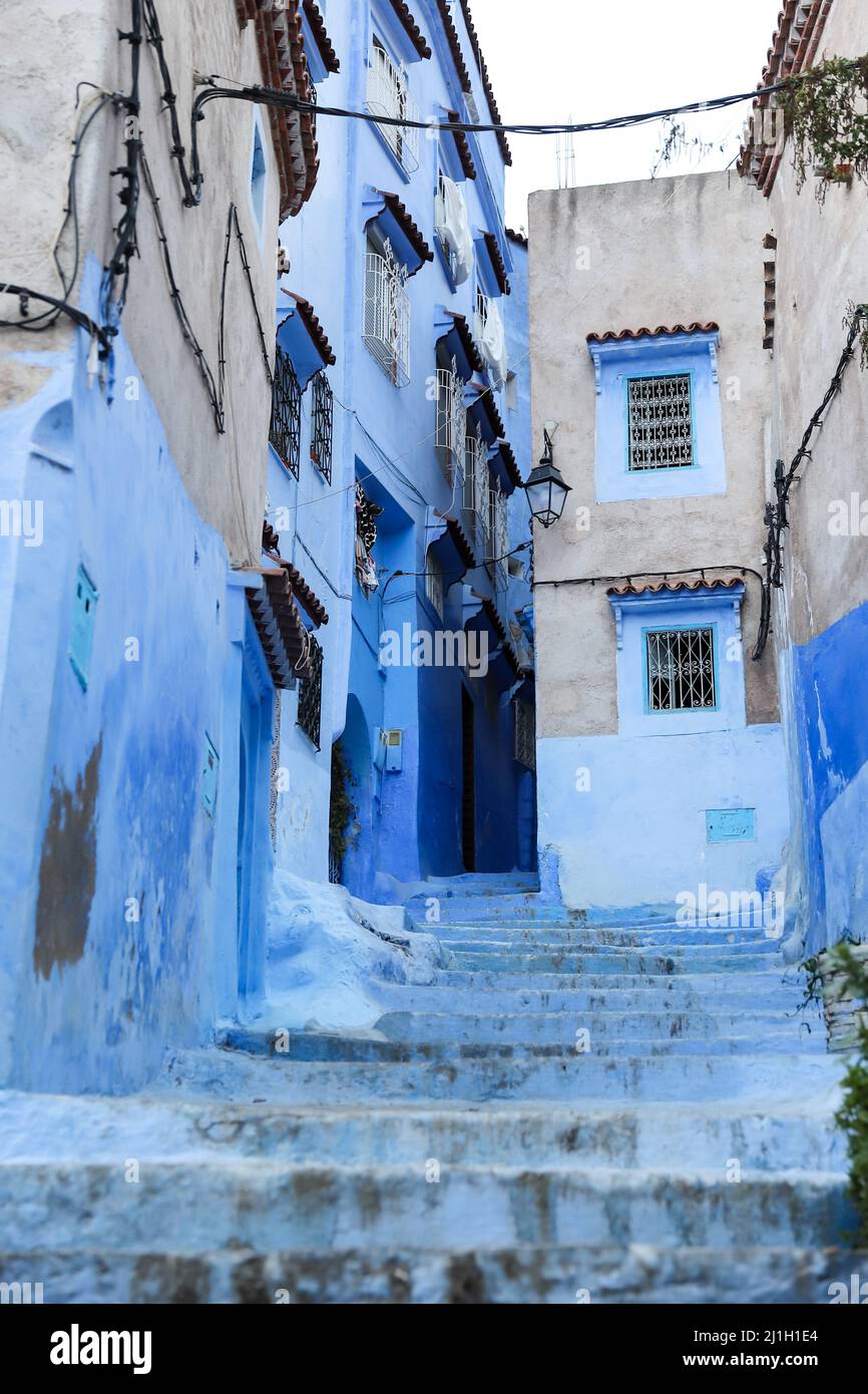 A Street in Blue Chefchaouen City, Morocco Stock Photo - Alamy