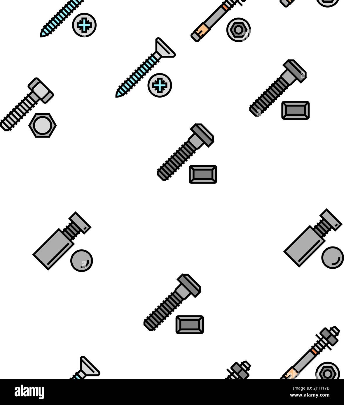 Screw And Bolt Building Accessory Vector Seamless Pattern Stock Vector ...