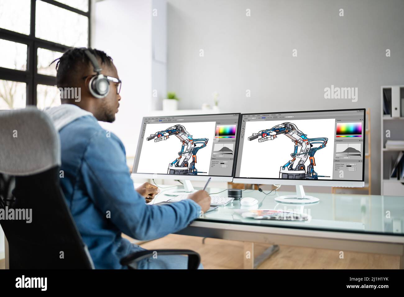 Graphic Web Designer Artist Using Computer To Design Stock Photo - Alamy